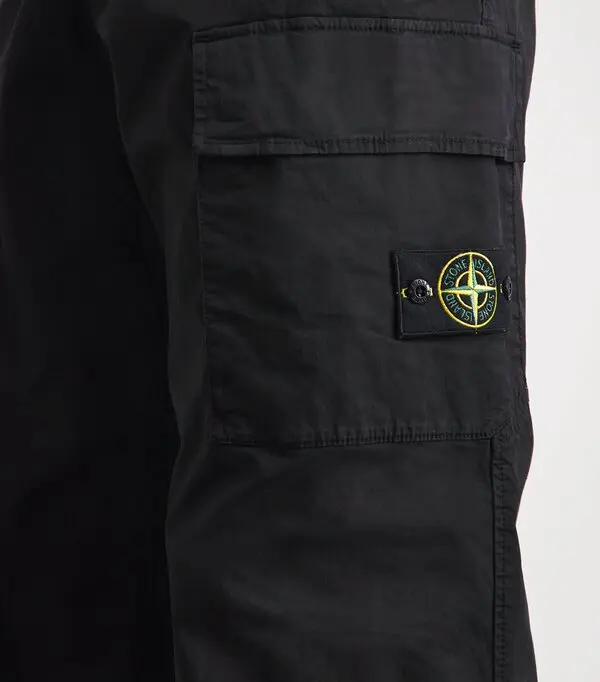 Stone Island Stretch Organic Cotton Cargo Trousers - Black