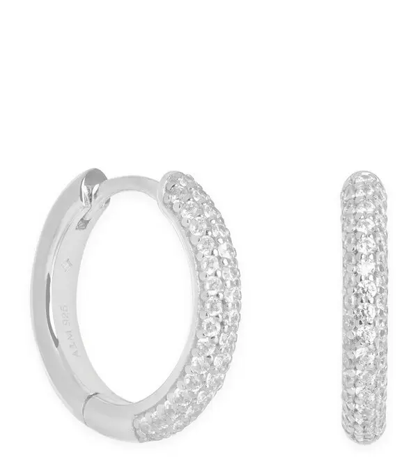 ASTRID & MIYU Rhodium-plated Pavé Essential Hoop Earrings - Silver