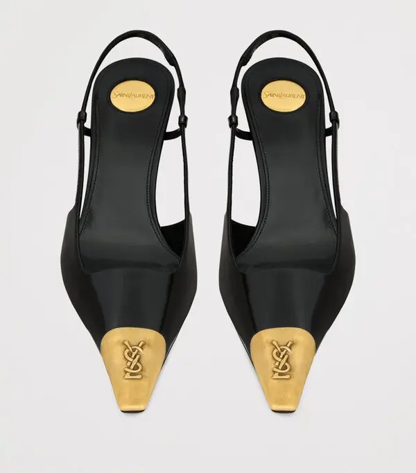 Saint Laurent Jeanne Slingback Pumps 75 - Black