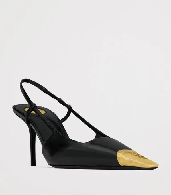Saint Laurent Jeanne Slingback Pumps 75 - Black