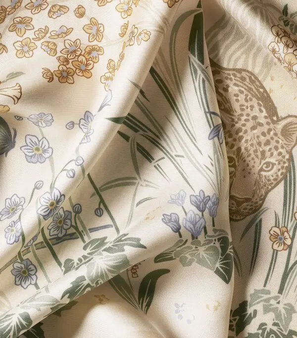 Cartier Silk Blooming Panthère Square Scarf - Beige