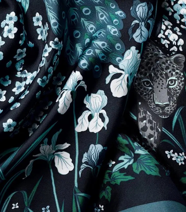 Cartier Silk Blooming Panthère Square Scarf - Navy
