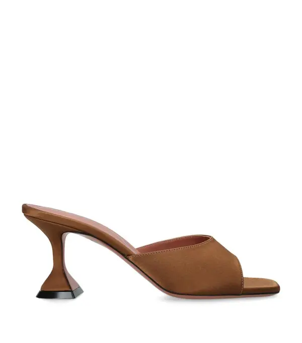Amina Muaddi Satin Lupita Heeled Mules 70 - Brown