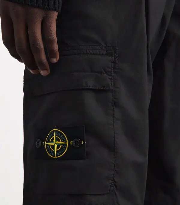 Stone Island Stretch Cotton Cargo Shorts - Black
