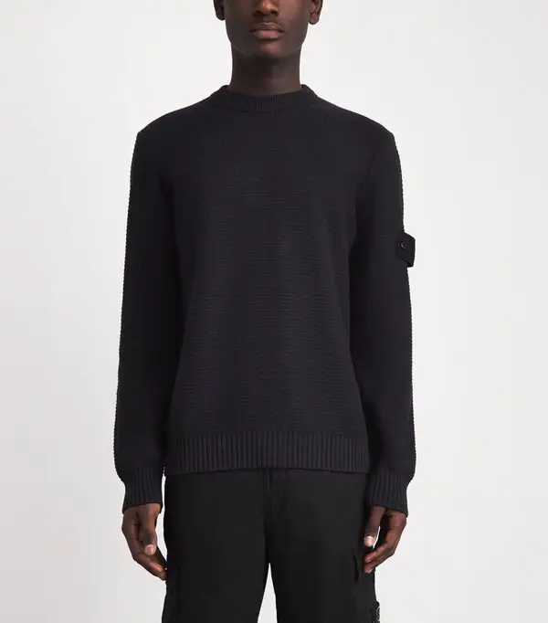 Stone Island Cotton-cashmere Textured Crewneck Sweater