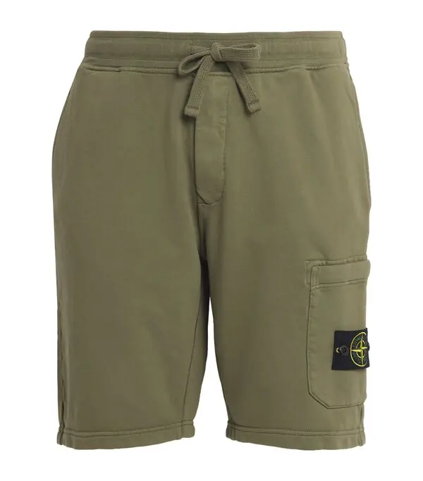 Stone Island Organic Cotton Sweat Shorts With Zip Pocket