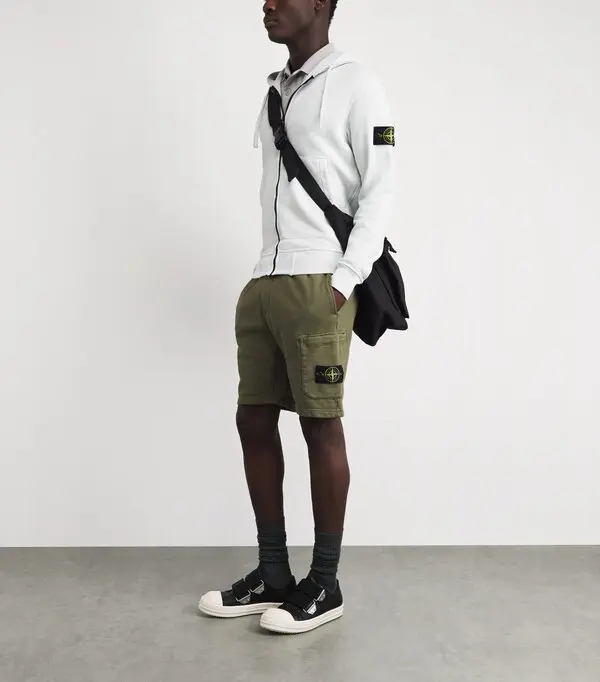Stone Island Organic Cotton Sweat Shorts With Zip Pocket