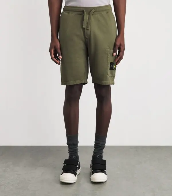 Stone Island Organic Cotton Sweat Shorts With Zip Pocket