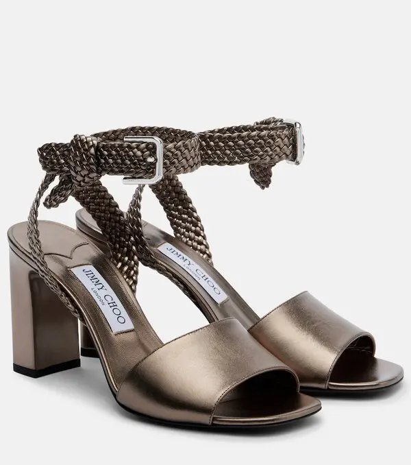 JIMMY CHOO Rori Metallic Leather Sandals - Silver