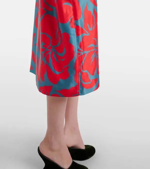 Dries Van Noten Floral Satin Midi Dress