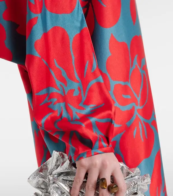 Dries Van Noten Floral Satin Midi Dress