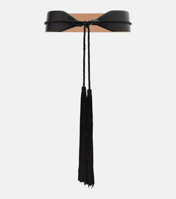 Alaïa Leather Belt With Tassels - Black