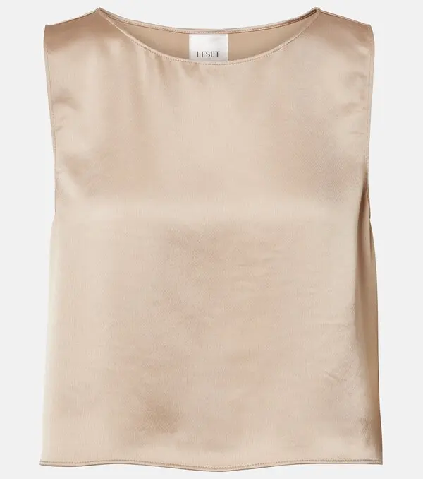 LESET Barb Satin Top - Beige