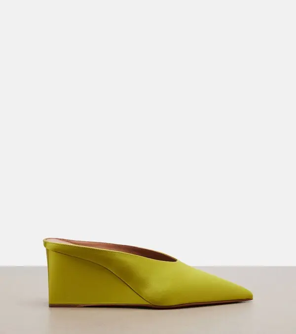 Alaïa Cube Satin Wedge Mules - Yellow