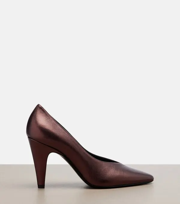 Alaïa Metallic Leather Pointed Toe Pumps - Brown