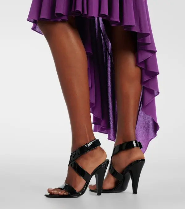 Alaïa Cone Patent Leather Sandals - Black