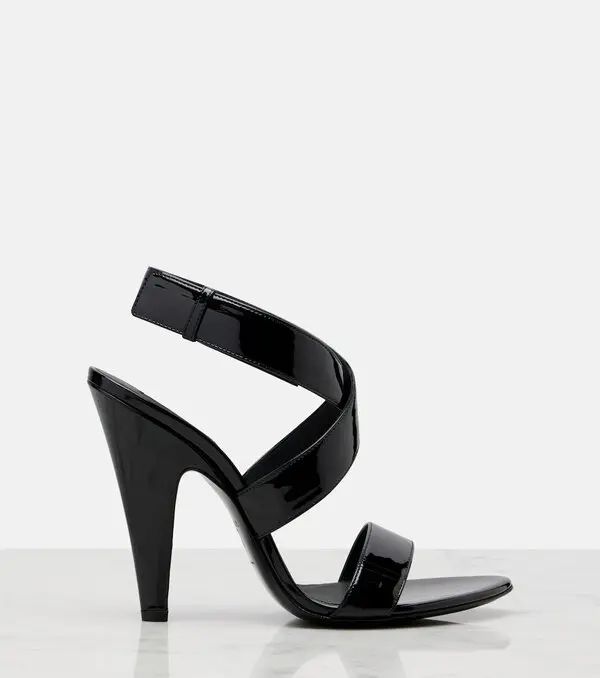Alaïa Cone Patent Leather Sandals - Black