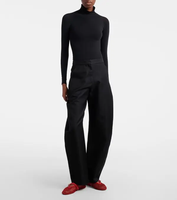 Alaïa Suede-trimmed Fishnet Ballet Flats - Red