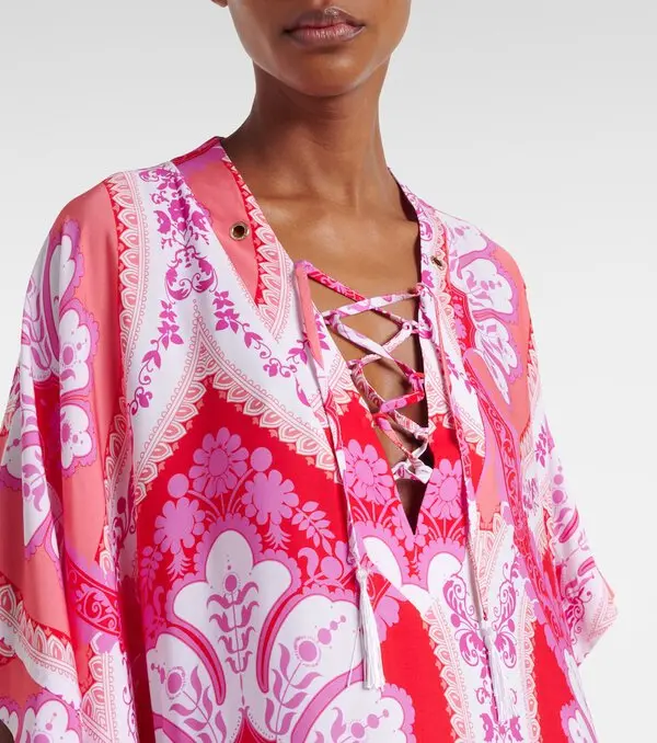 Melissa Odabash Carlotta Printed Satin Kaftan - Multicoloured