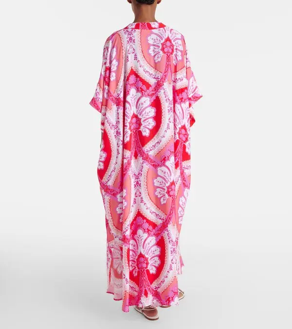 Melissa Odabash Carlotta Printed Satin Kaftan - Multicoloured
