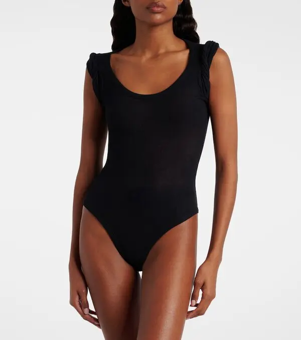 Alaïa Ribbed-knit Bodysuit With Snap-button Closure - Black