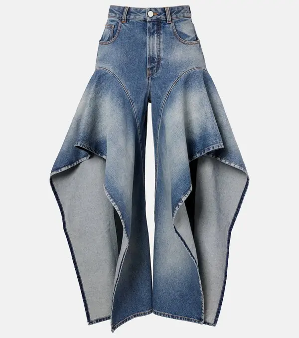 Alaïa Ruffled Wide-leg Jeans