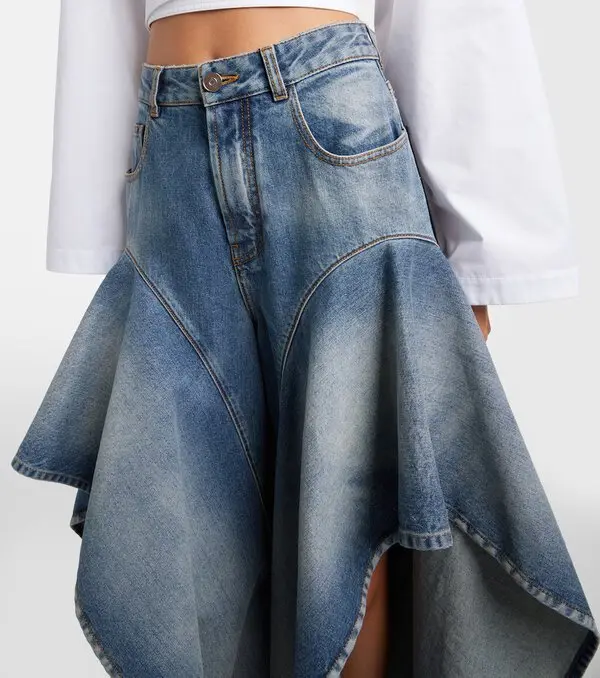 Alaïa Ruffled Wide-leg Jeans