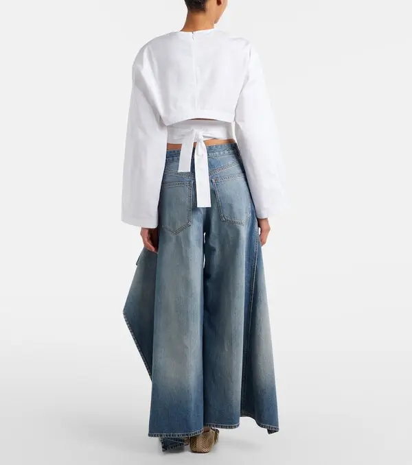 Alaïa Ruffled Wide-leg Jeans