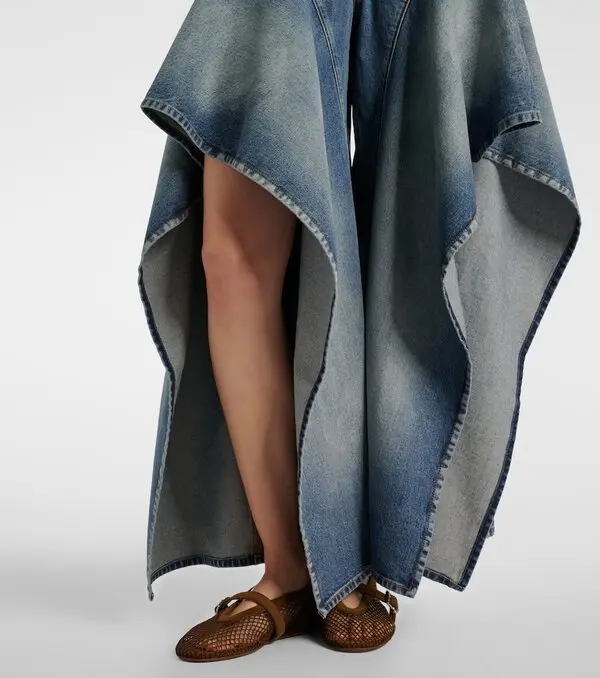 Alaïa Ruffled Wide-leg Jeans
