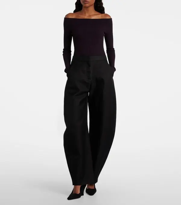 Alaïa Ribbed-knit Off-shoulder Bodysuit