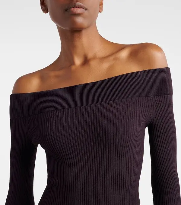 Alaïa Ribbed-knit Off-shoulder Bodysuit
