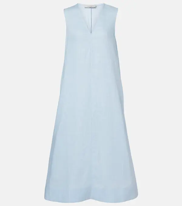 Asceno Nisha Linen Midi Dress - Blue
