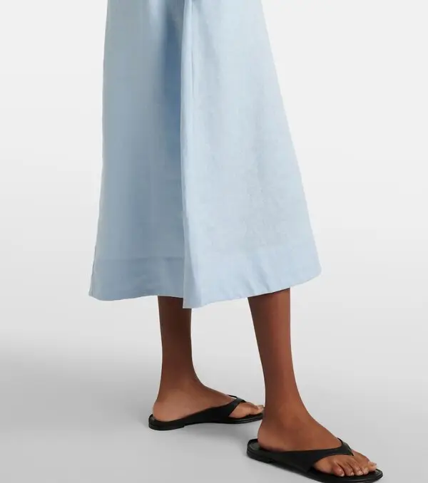 Asceno Nisha Linen Midi Dress - Blue