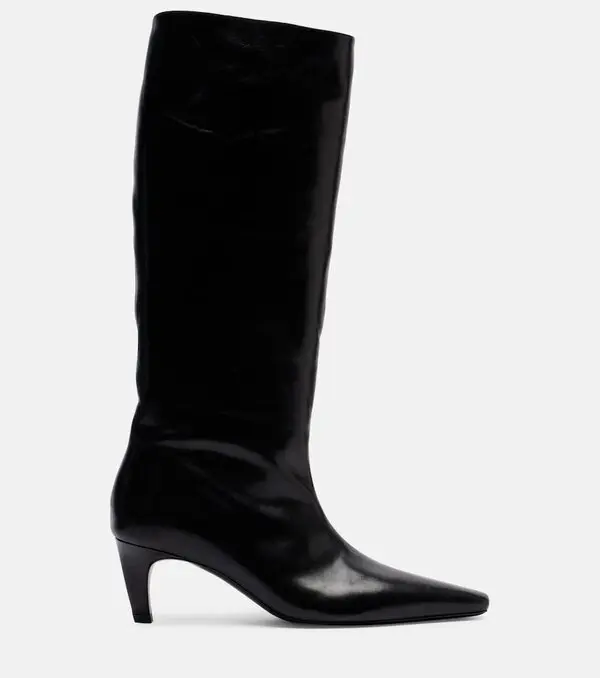 JUDE Cave Leather Knee-high Pointed Toe Boots