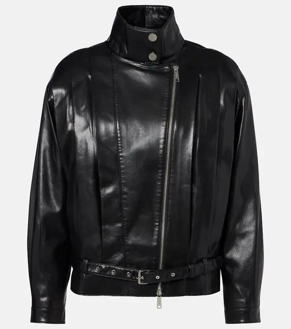 SELF-PORTRAIT Belted Biker Jacket - Black