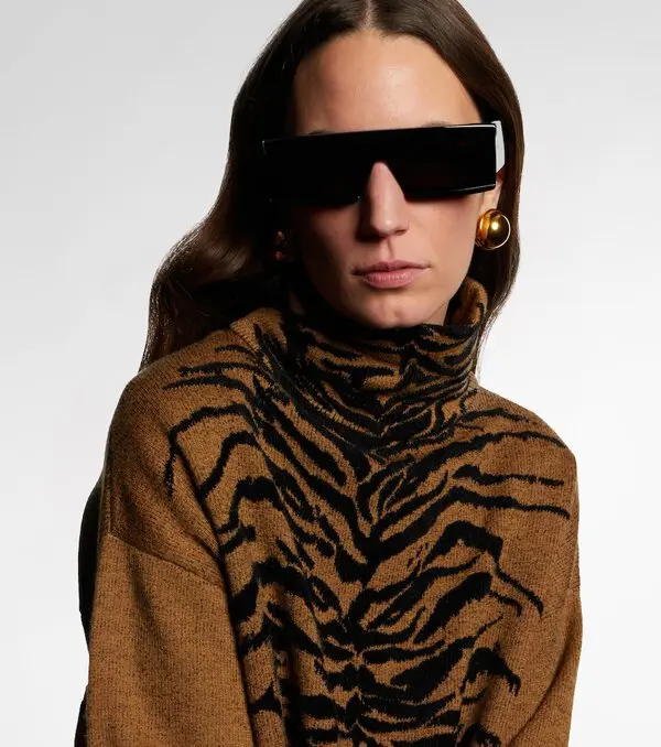 Alaïa Logo Flat-top Sunglasses - Black