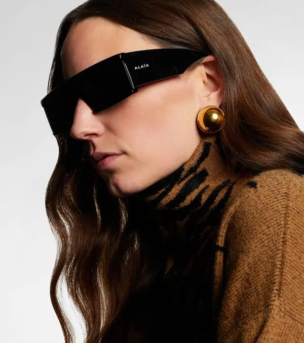 Alaïa Logo Flat-top Sunglasses - Black