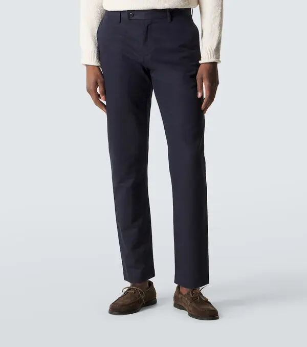 Sunspel Cotton And Linen Straight Pants - Blue