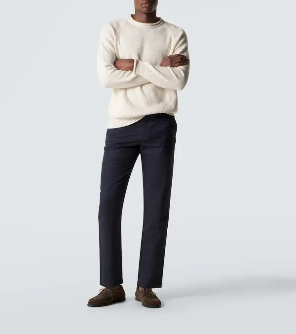 Sunspel Cotton And Linen Straight Pants - Blue
