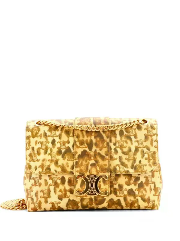 Celine Victoire Flap Printed Triomphe Coated Canvas Medium Shoulder Bag