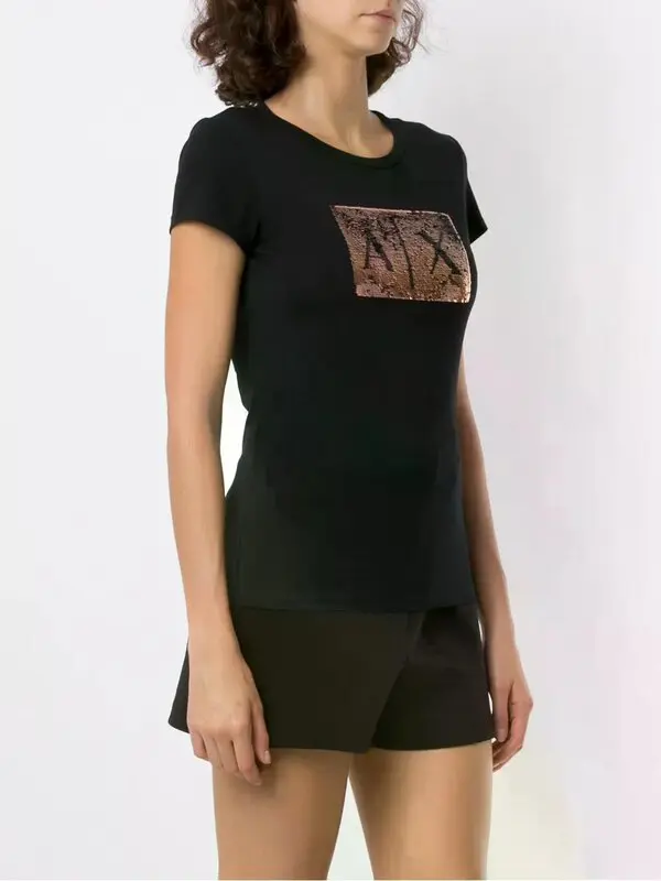 Armani Exchange Sequin-embellished Cotton T-shirt - Black