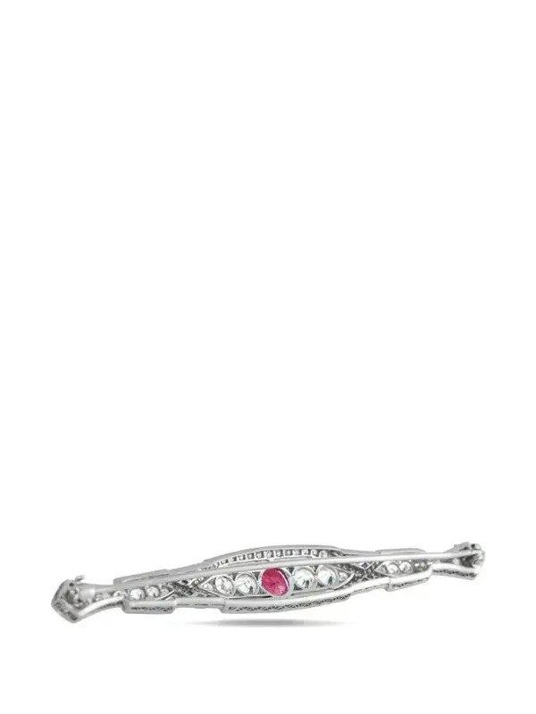 LB EXCLUSIVE Platinum Diamond And Ruby Brooch