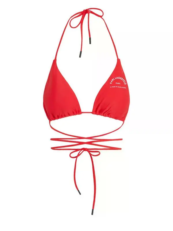 Karl Lagerfeld Triangle Bikini Top - Red