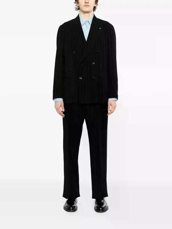 Tagliatore Pinstripe Double-breasted Suit - Black