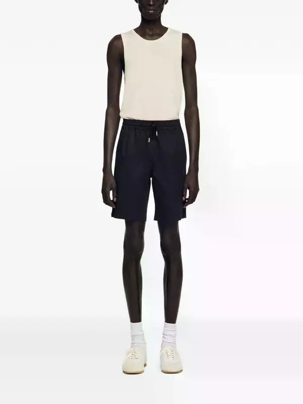 Sandro Cotton Blend Shorts With Elasticated Drawstring Waist - Black