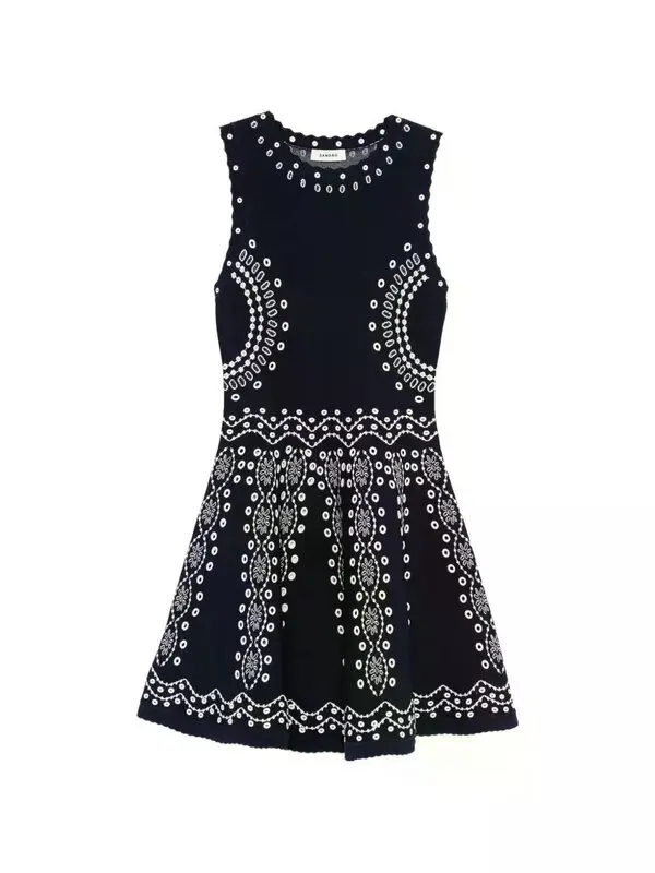 Sandro Scarf-print Knit Mini Dress - Blue