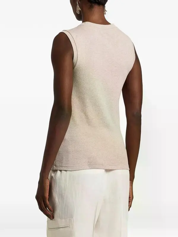 Peserico Ribbed Trim Sleeveless Top - Neutrals