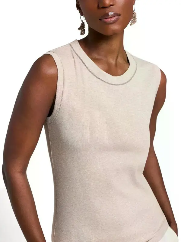 Peserico Ribbed Trim Sleeveless Top - Neutrals