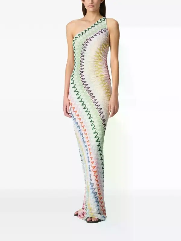 Missoni One-shoulder Zig-zag Maxi Dress - Neutrals