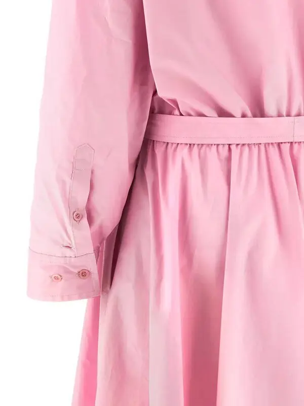 NUDE Short-sleeve Midi Dress With Belted Waist